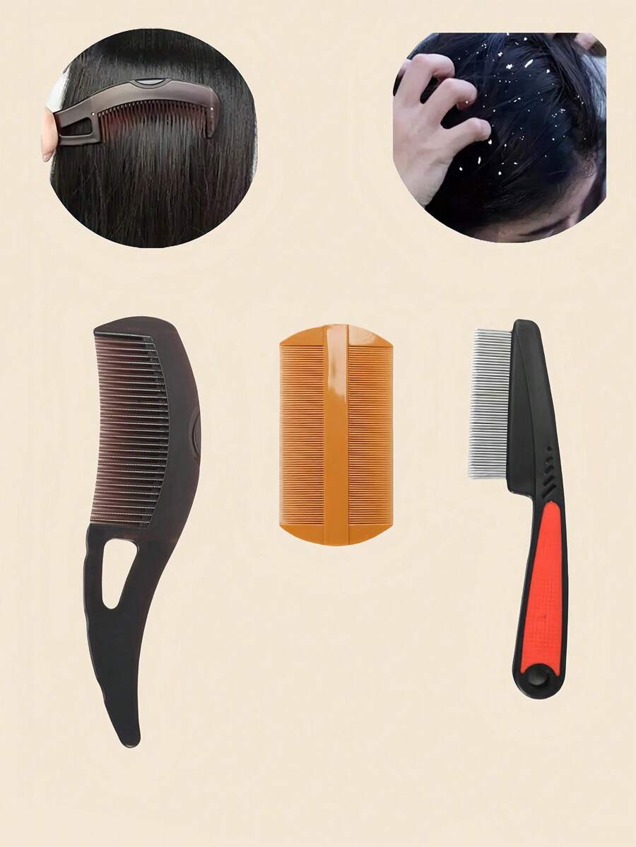 3-Piece Dandruff Comb, Hollow Tooth Hair Brush, Fine Tooth Comb For ...