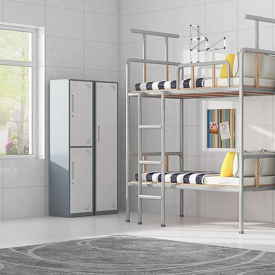 MIIIKO Office Storage Locker With Keys, 6 Doors Employee Lockers White ...