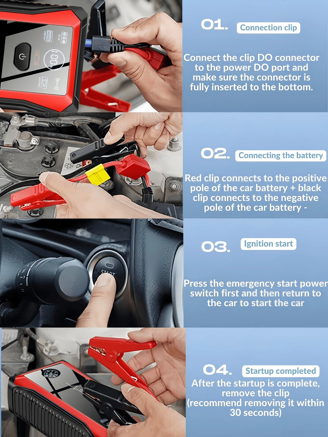 29800mAh 3000A Peak Car Jump Starter, 12V Jump Box Jumper Battery Pack ...