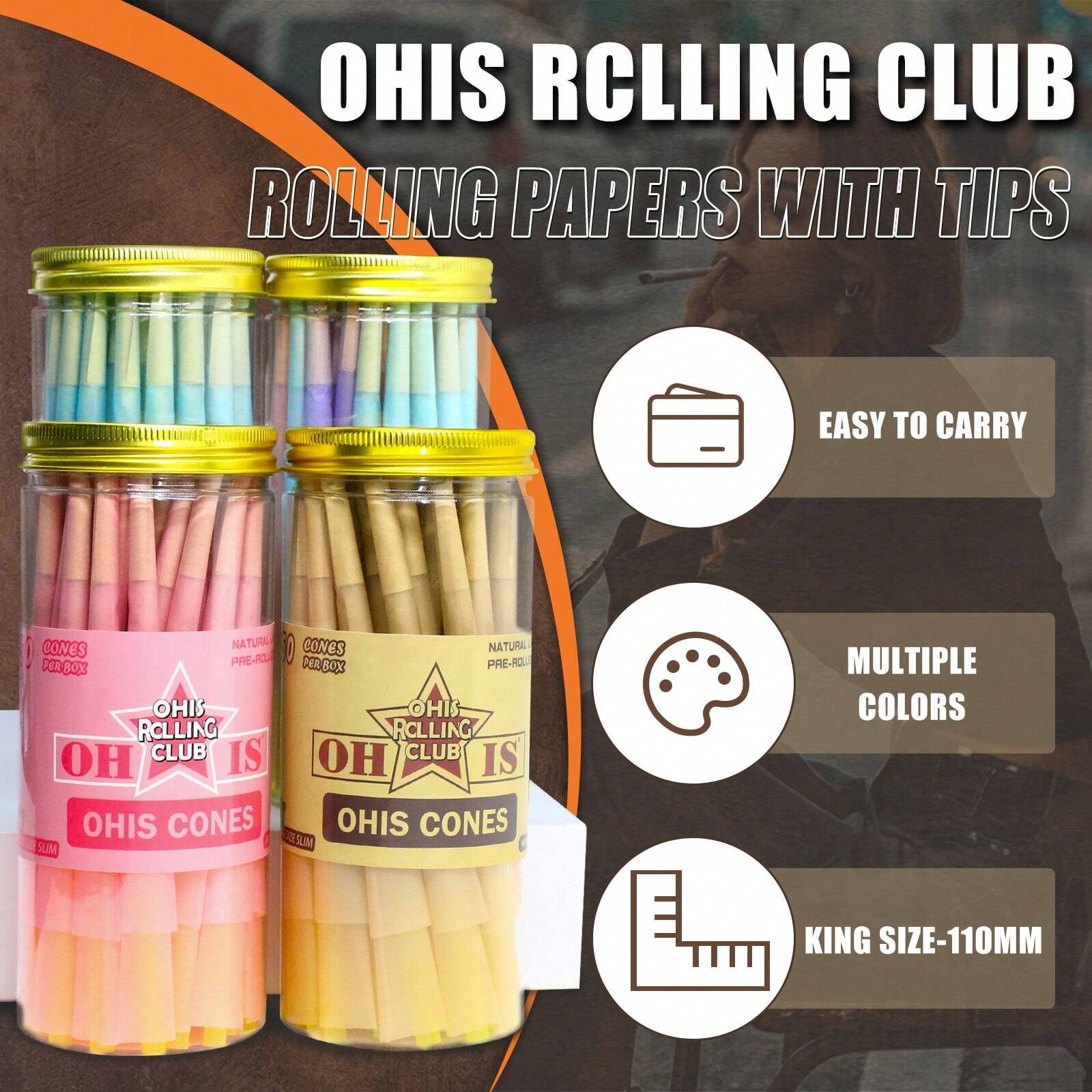 OHIS OHIS Cone Cigarette Papers, 4.3 Inch Four Color Options Cigarette ...