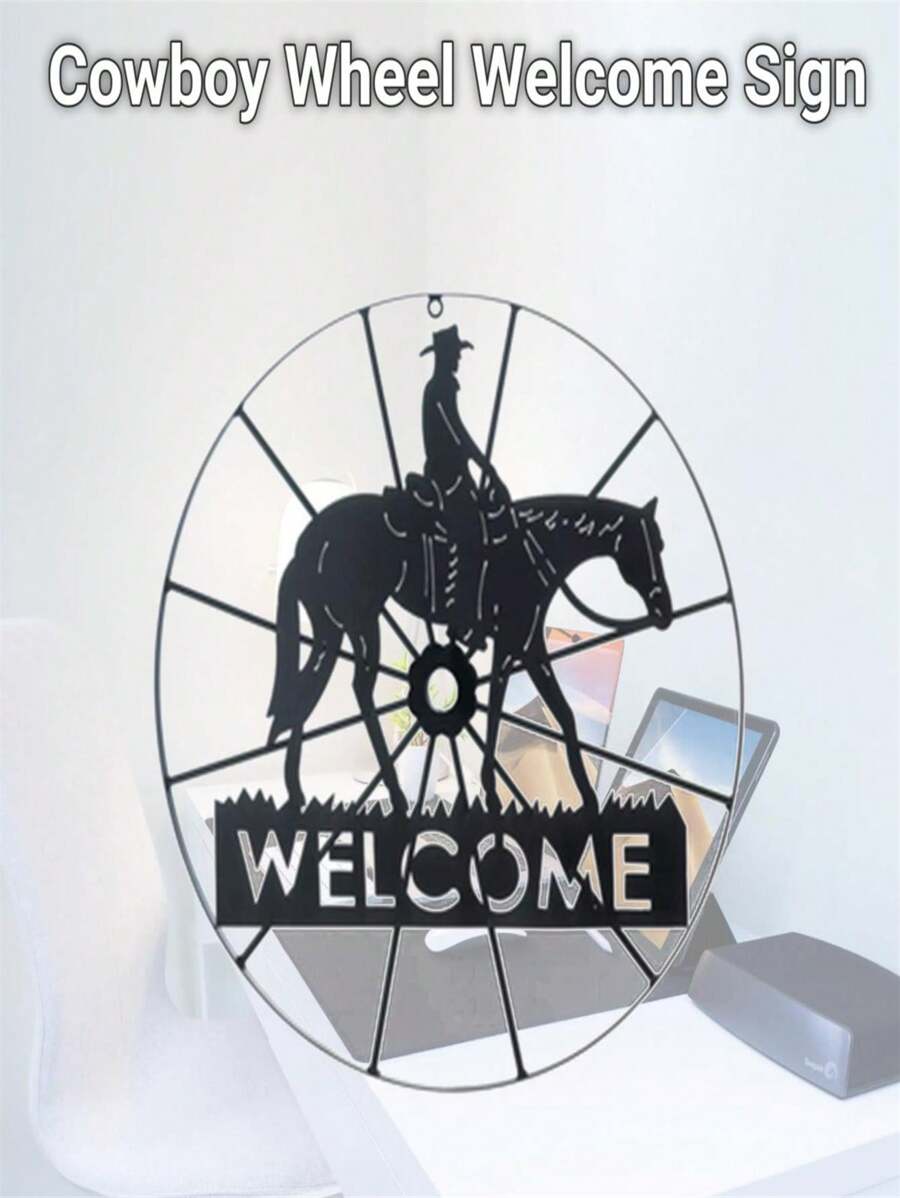 Letrero de bienvenida con rueda de vaquero para decoración del hogar ...