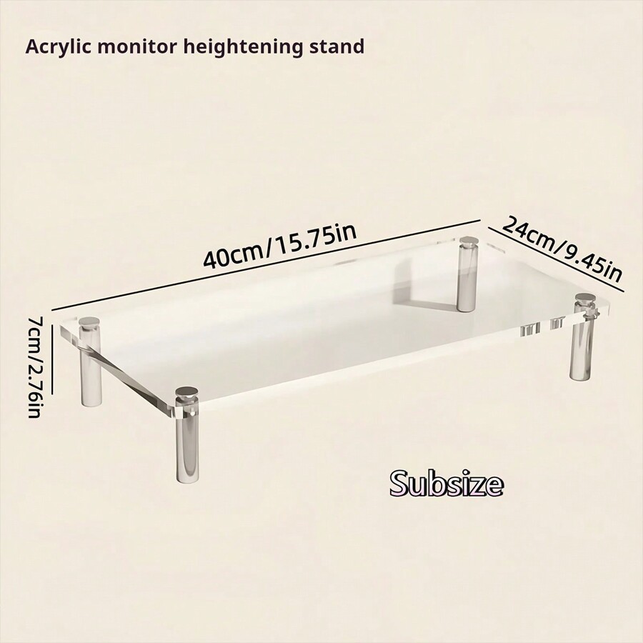 1pc Ergonomic Acrylic Monitor Stand, Transparent Desktop Organizer Rack ...