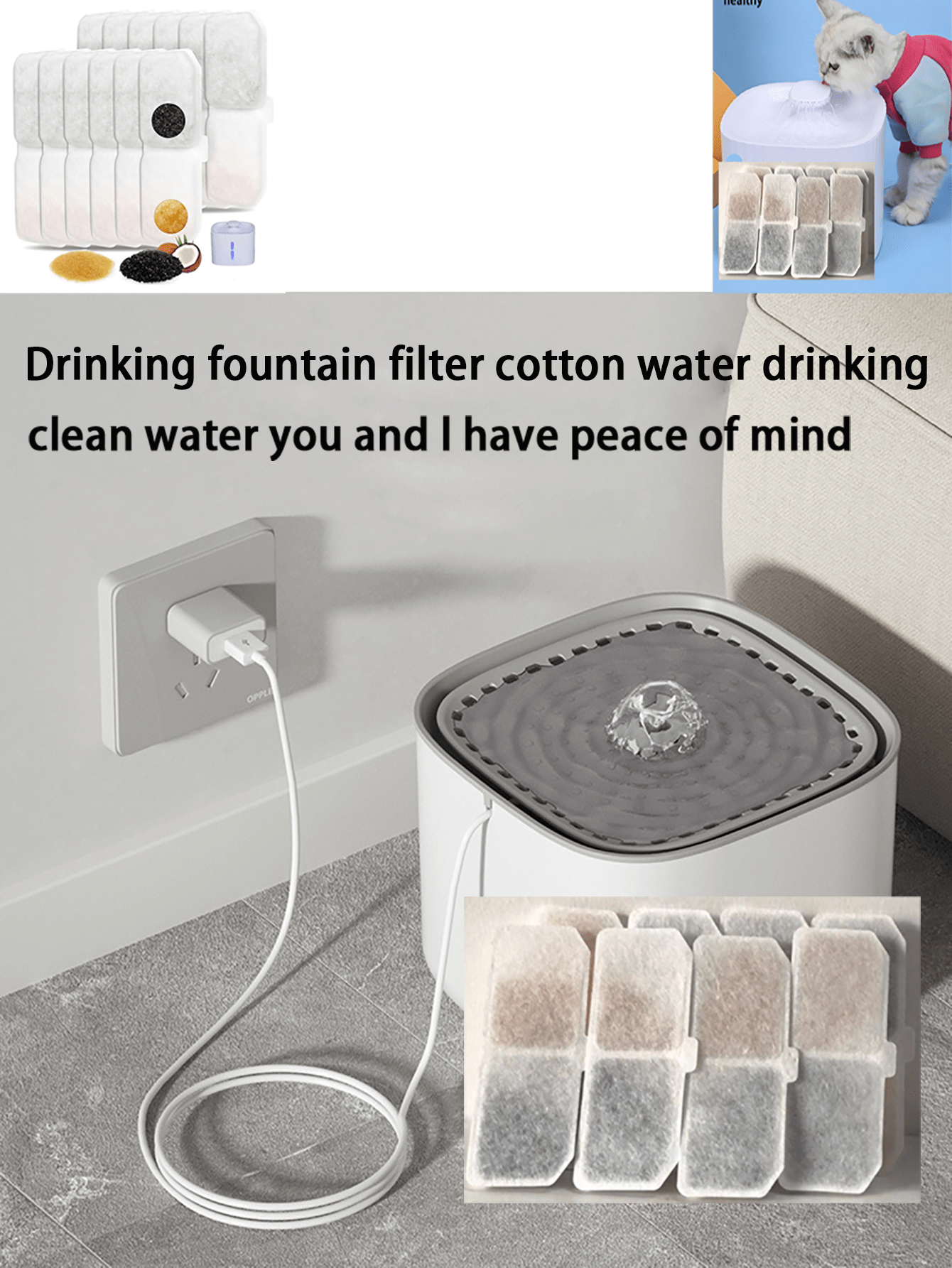 Pet Water Dispenser Trapezoidal Filter Cartridge Cat And Dog Water ...