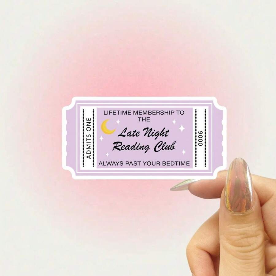 Lifetime Membership Late Night Book Club Ticket Sticker, Matte Paper ...