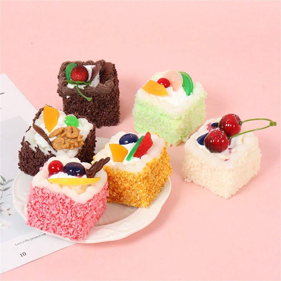 Realistic French Cream Cake PU Soft Fake Pastry Mousse Cake Fridge ...