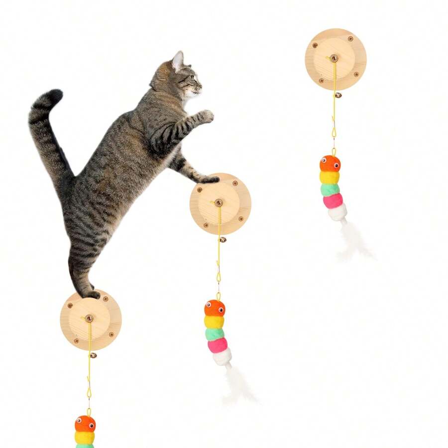 Wandmontierter Kratzbaum für Katzen mit Spielzeug, 2-in-1 Katzen Wandliegeplatz ...