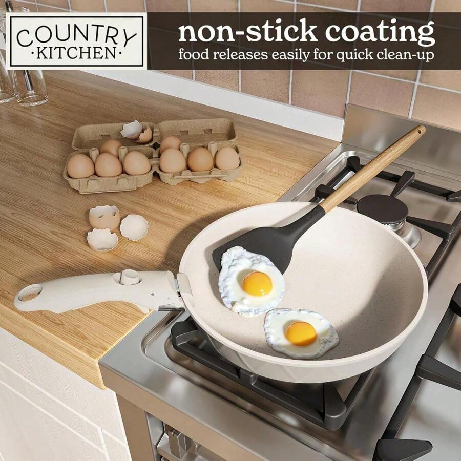 Country Kitchen Cookware Set With Removable Handle, Oven & RV Safe Pots ...