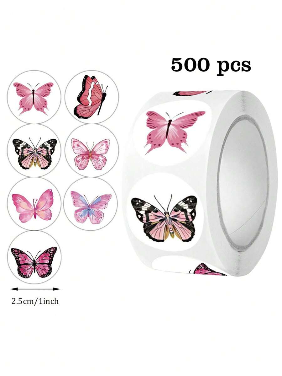 500pcs/Pack Cartoon Pink Butterfly Stickers, Girly Butterfly Stickers ...