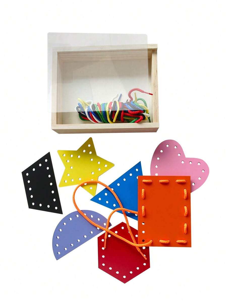 7 Pcs Lacing Cards , Lacing Shapes, Educational And Learning Montessori ...