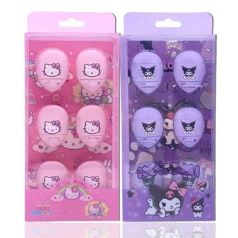 Sanrio 6pcs Sanrio Hello Kitty & Kuromi Cartoon Pattern Makeup Sponge ...