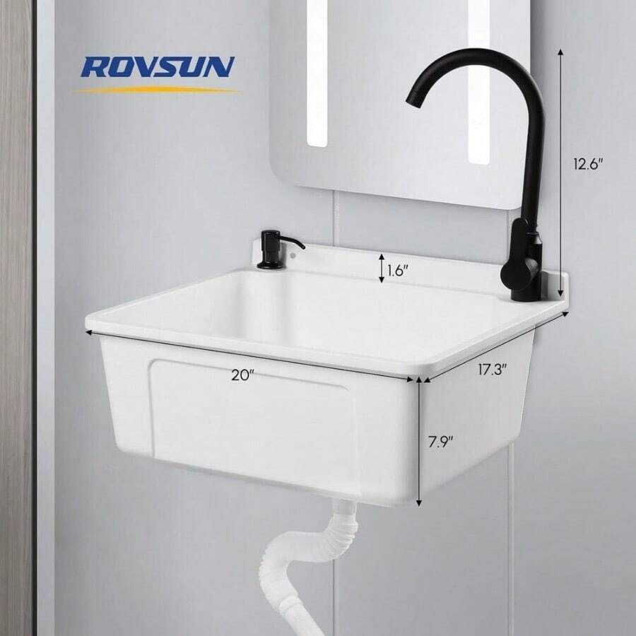 Plastic Wall-Mounted Utility Sink, Wall-Mounted Utility Tub With Hot ...