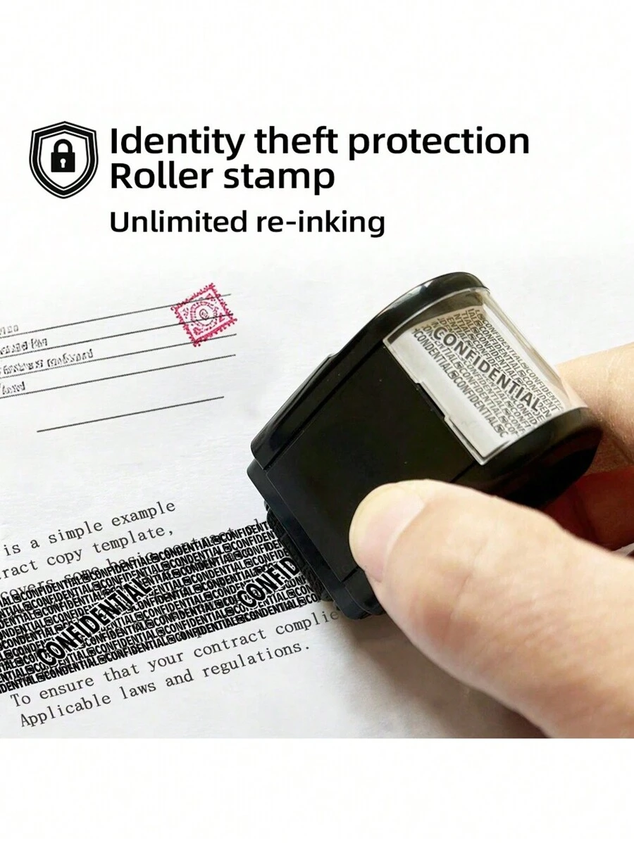 Black Identity Protection Roller Stamp With Ink - Privacy ...
