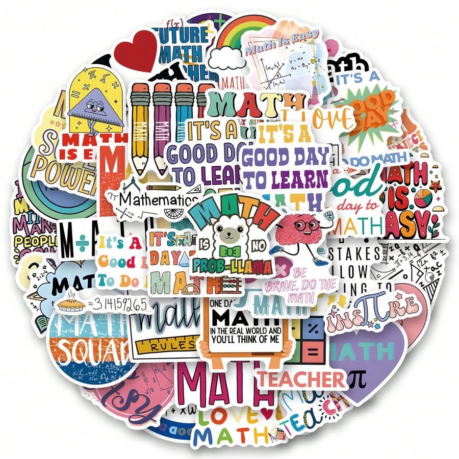 50Pcs Math Stickers | Vinyl Aesthetics Stickers For Scrapbook ...