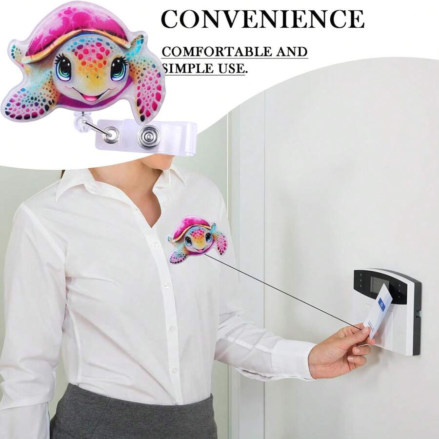 Cute Big Eye Sea Turtle Badge Reel, Retractable, Ideal For Nurses ...