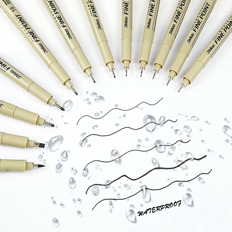 Drawing Art Pens: 12 Black Fine Line Waterproof Ink Set Artist Supplies ...