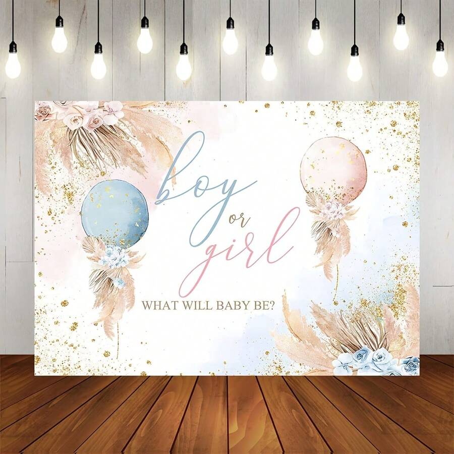 Boho Pink Or Blue Balloons Backdrop He Or She Party Decorations Pampas ... Boho Pink Or Blue Balloons Backdrop He Or She Party Decorations Pampas ...