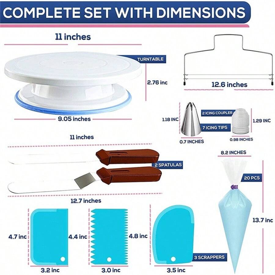35pcs Cake Turntable Set, Including Icing Piping Tips, Cake Scraper ...