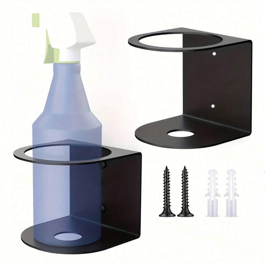 Matte Black Metal Spray Bottle Holder - Wall Mount, No Assembly ...