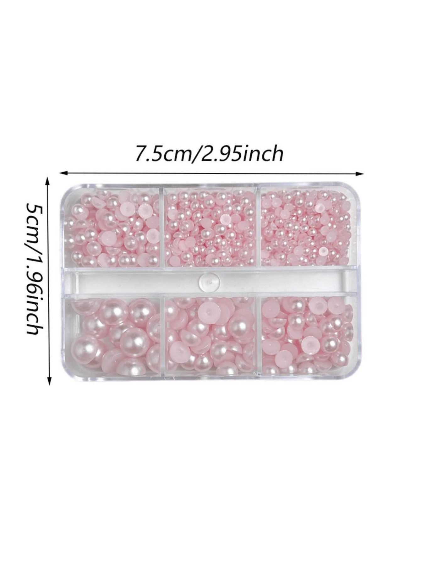 1 Box 6-Slots Pink Assorted Semi-Circle Pearl Flat Pearl Multi-Purpose ...
