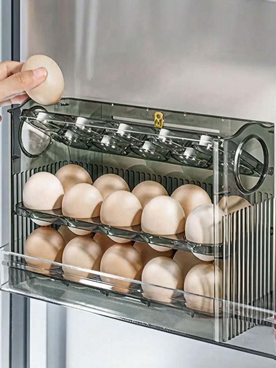 PET Flip Egg Holder, Fridge Door Reverse Egg Box, 3-Tier Stackable ...