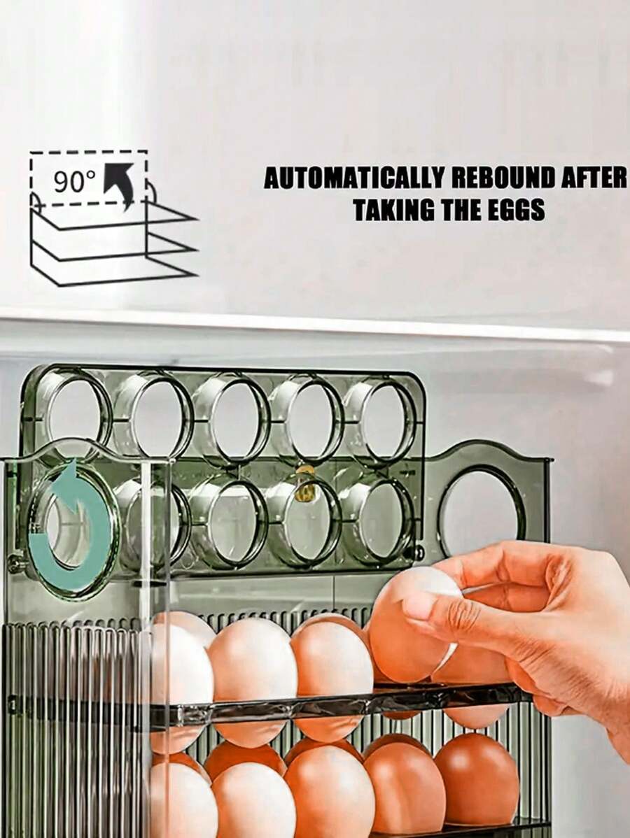 PET Flip Egg Holder, Fridge Door Reverse Egg Box, 3-Tier Stackable ...