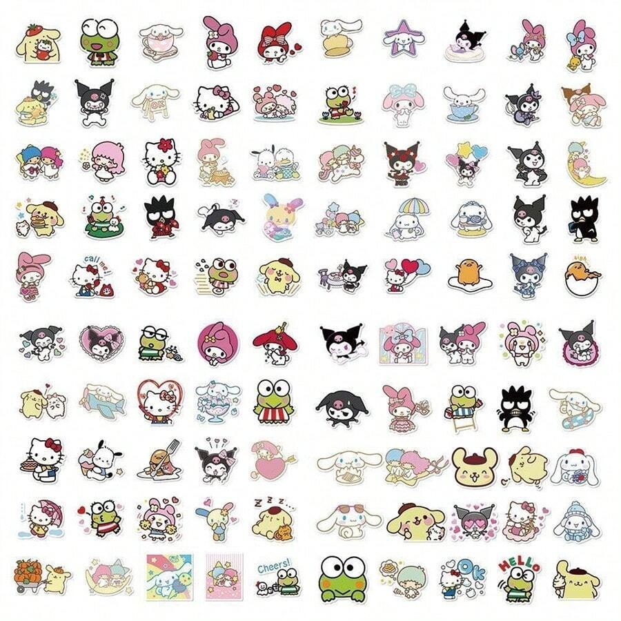 Sanrio 100pcs Sanrio Kawaii Sticker Pack - Cute Kuromi, Cinnamoroll, My ...
