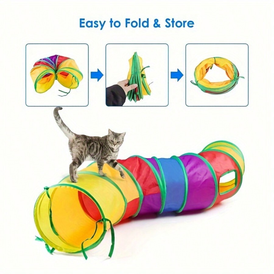 Foldable S-Shaped Cat Tunnel For Indoor Cats - Provides Endless Fun And ...