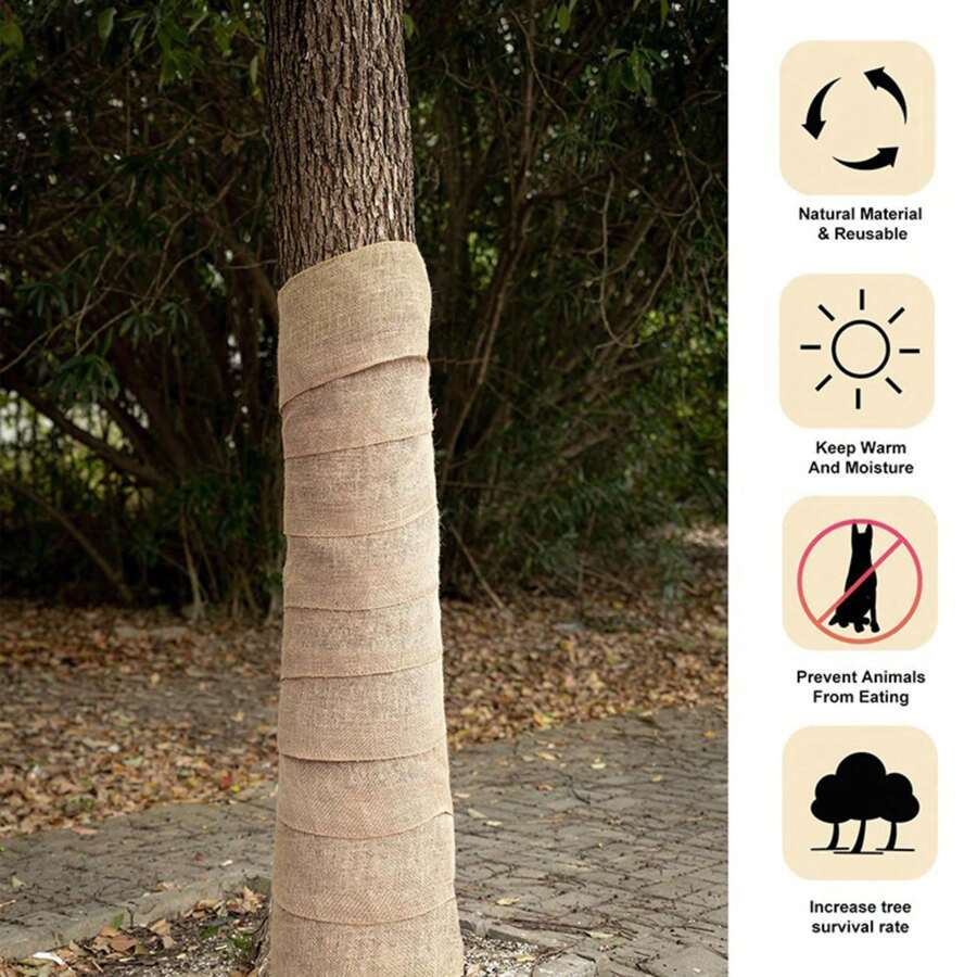 1 Roll Burlap Tree Protection Tape, Winter Tree Trunk Protection Tape, Garden Plant Tree ...