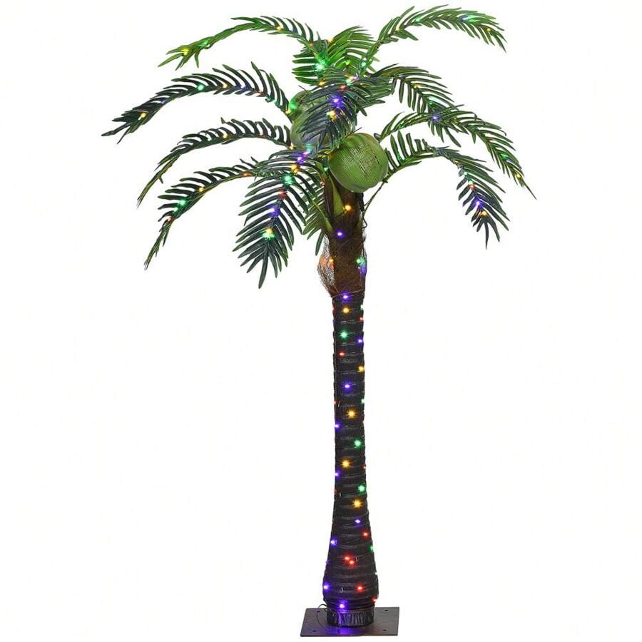 Outsunny Lighted Palm Tree Light Up Artificial Palm Tree With Remote ...