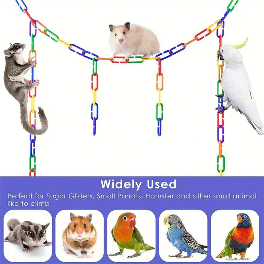 100 Pcs Plastic Chain Links Bird Toys, Assorted Rainbow Colors C-Clips ...
