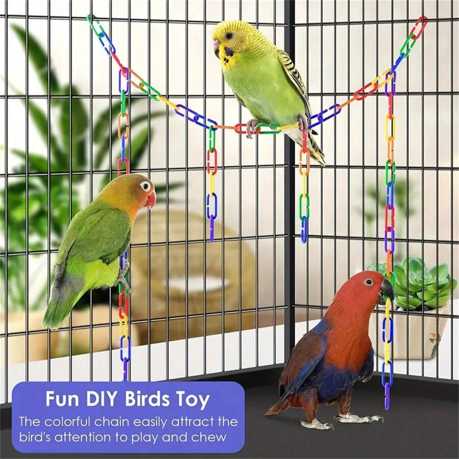 100 Pcs Plastic Chain Links Bird Toys, Assorted Rainbow Colors C-Clips ...