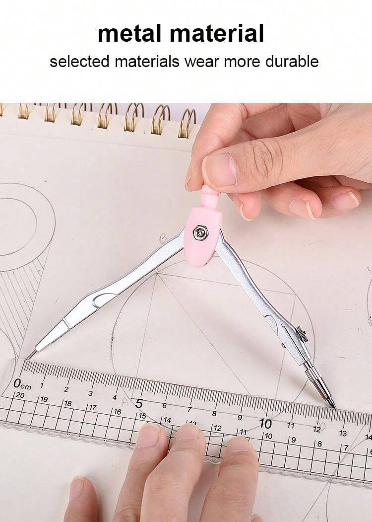 1 Set di compassi in metallo con mine sostituibili, strumenti di ...