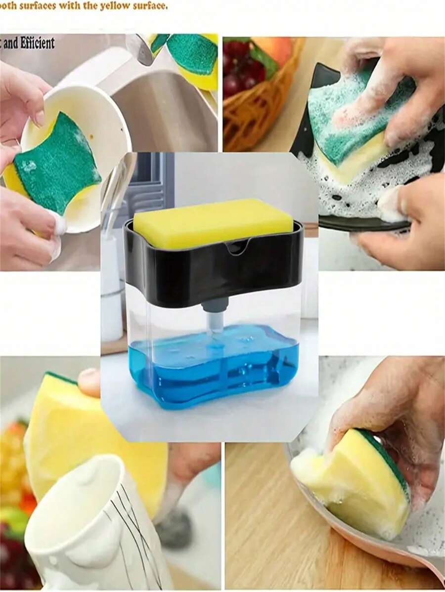 1PC 2-In-1 Plastic Kitchen Soap Dispenser With Sponge Holder And ...