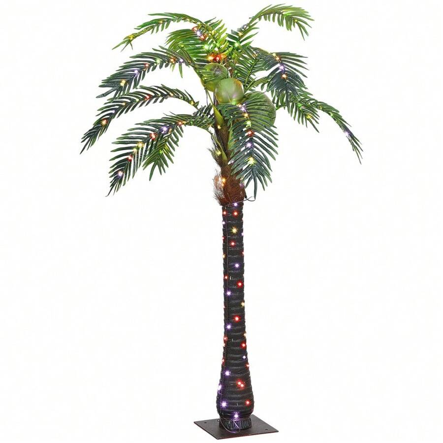 Outsunny Lighted Palm Tree Light Up Artificial Palm Tree With Remote ...
