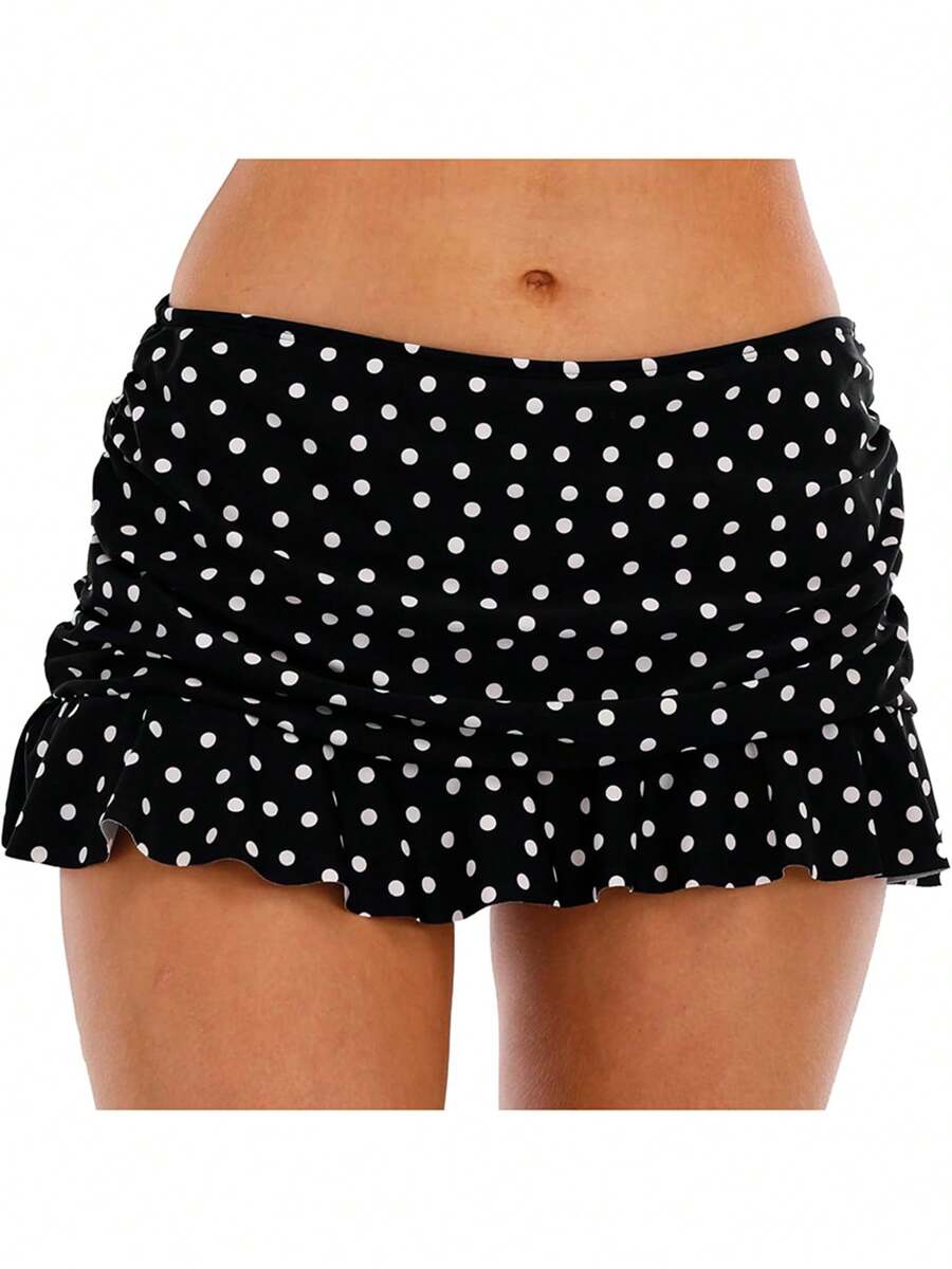 Women's Swimsuit Skirts Casual Low Waist Solid Color Ruffle Mini Skirts ...