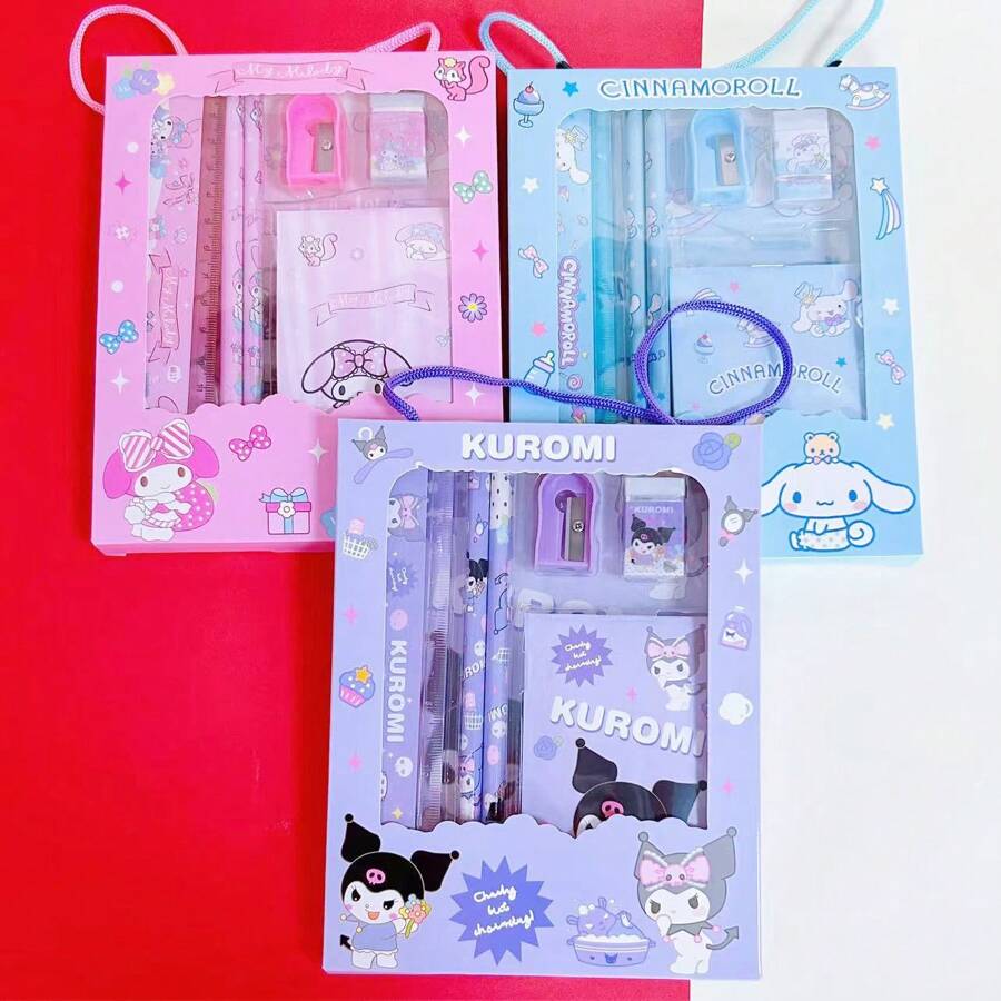 Sanrio Sanrio Stationery Set, Cute Kuromi Pencil & Ruler Set, High ...