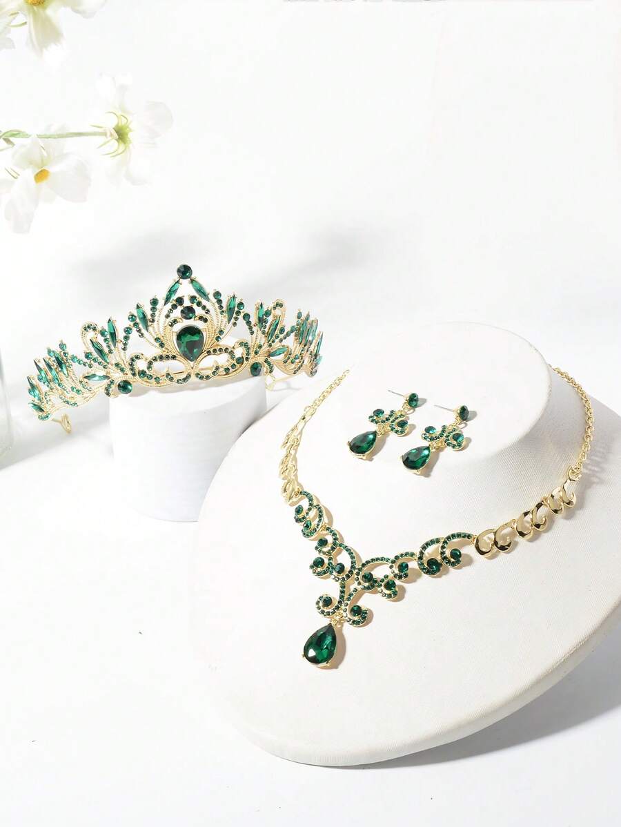 4pcs Elegant Crown Headpiece, Luxury Bohemian Bridal Crowns, Rhinestone ...