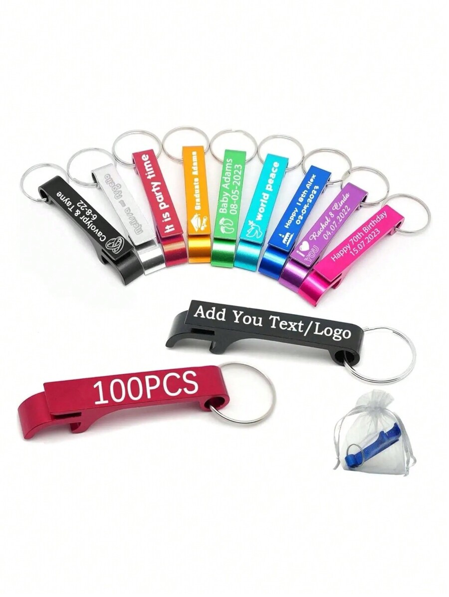 100 Pieces Colorful Beer Bottle Opener Keychain For Wedding Gift Men's ...