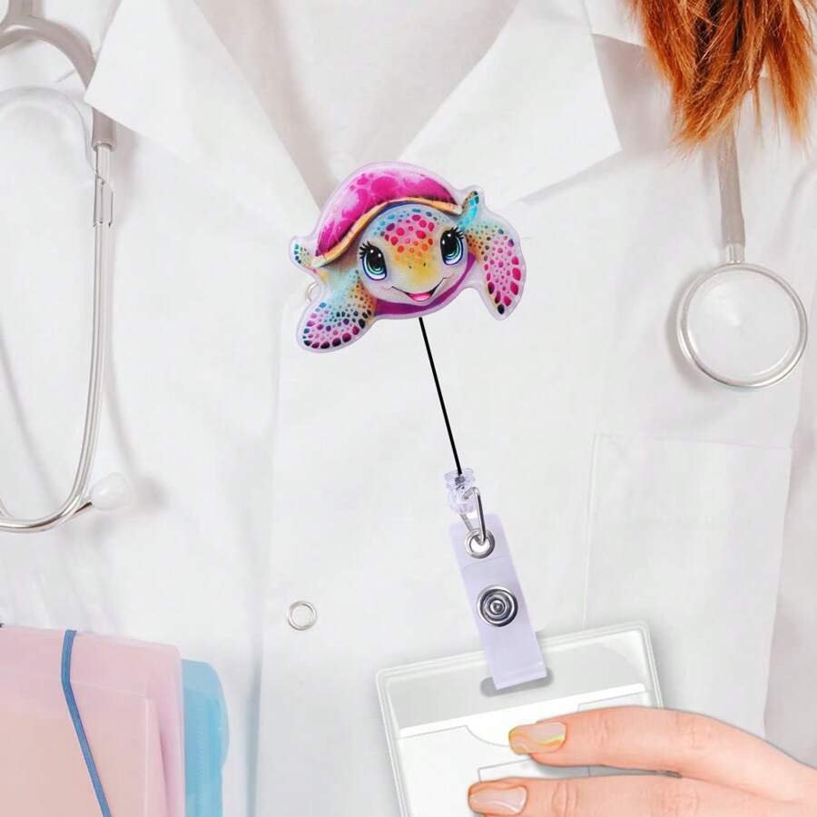 Cute Big Eye Sea Turtle Badge Reel, Retractable, Ideal For Nurses ...