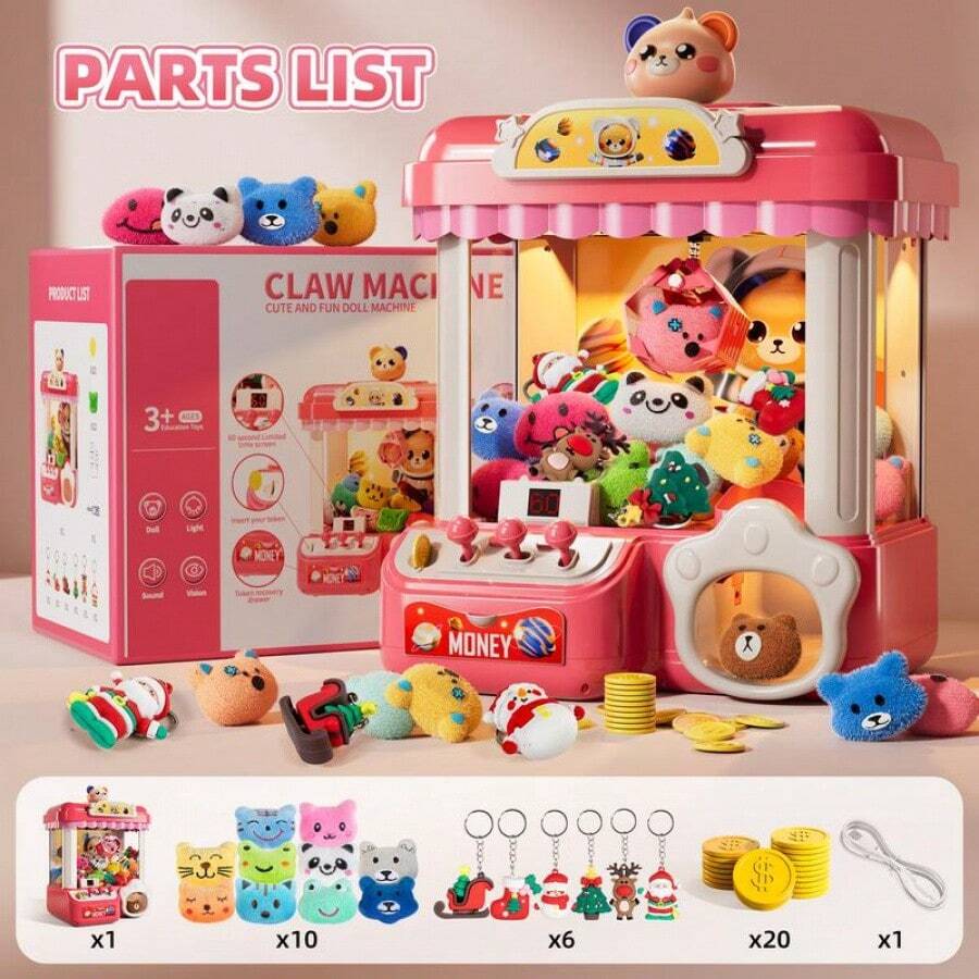 Claw Machine With Light Music, Candy Claw Machine Arcade Game Toy ...