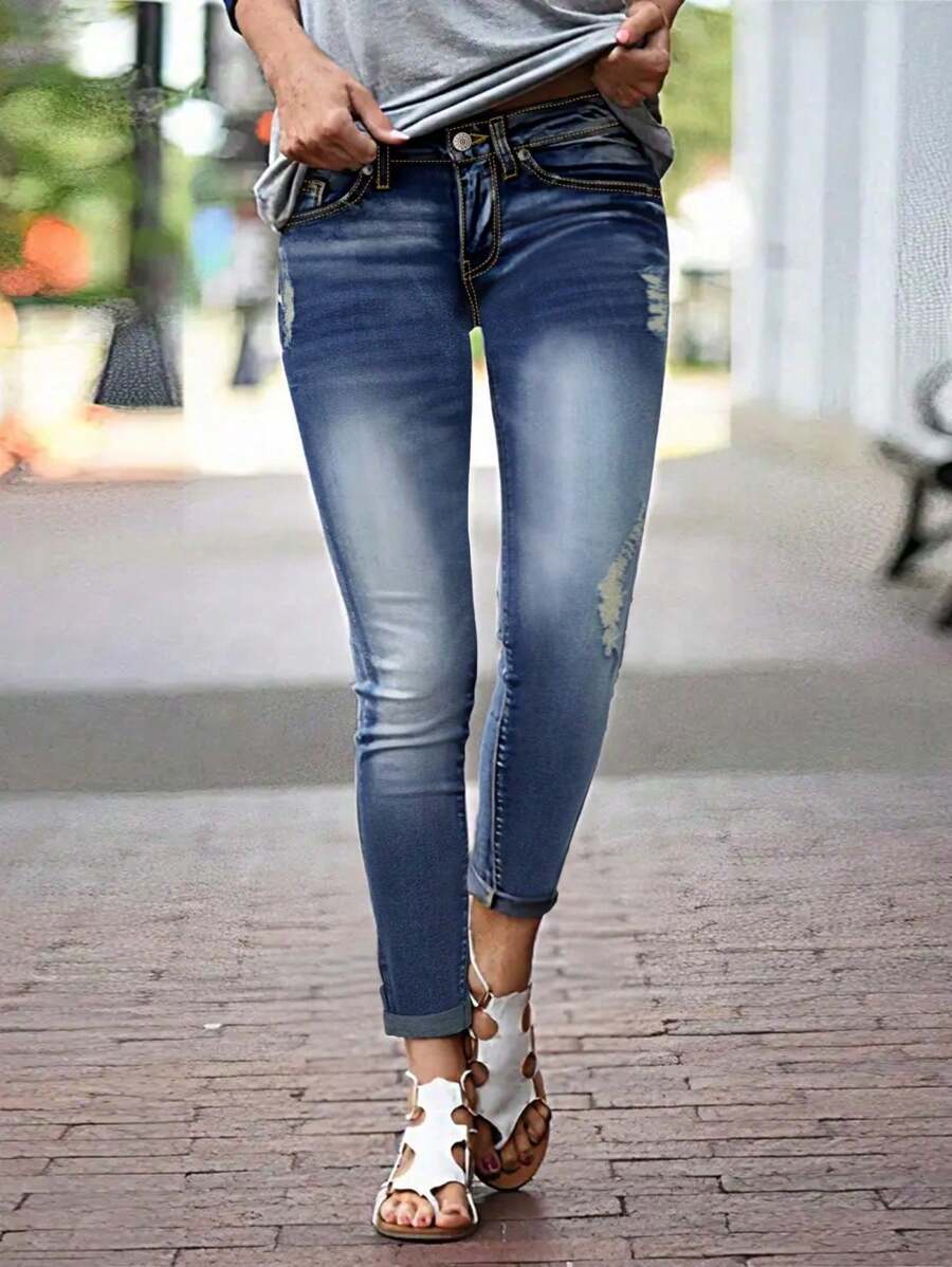 Women's Stretch Tight Jeans High Waisted Slim Fit Stretch Denim Pants ...