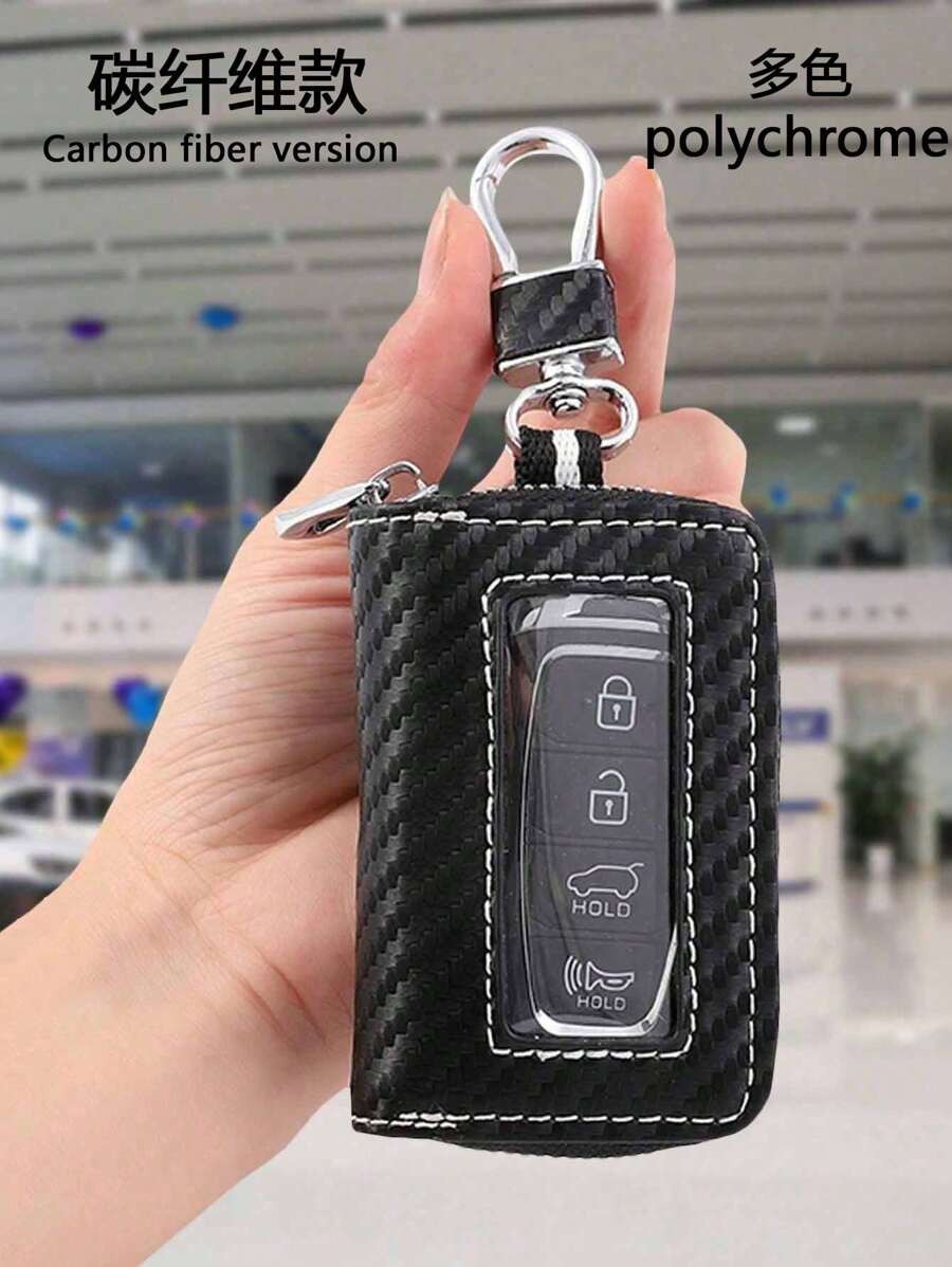 Universal Carbon Fiber Texture Key Fob Cover With Window For All Car ...