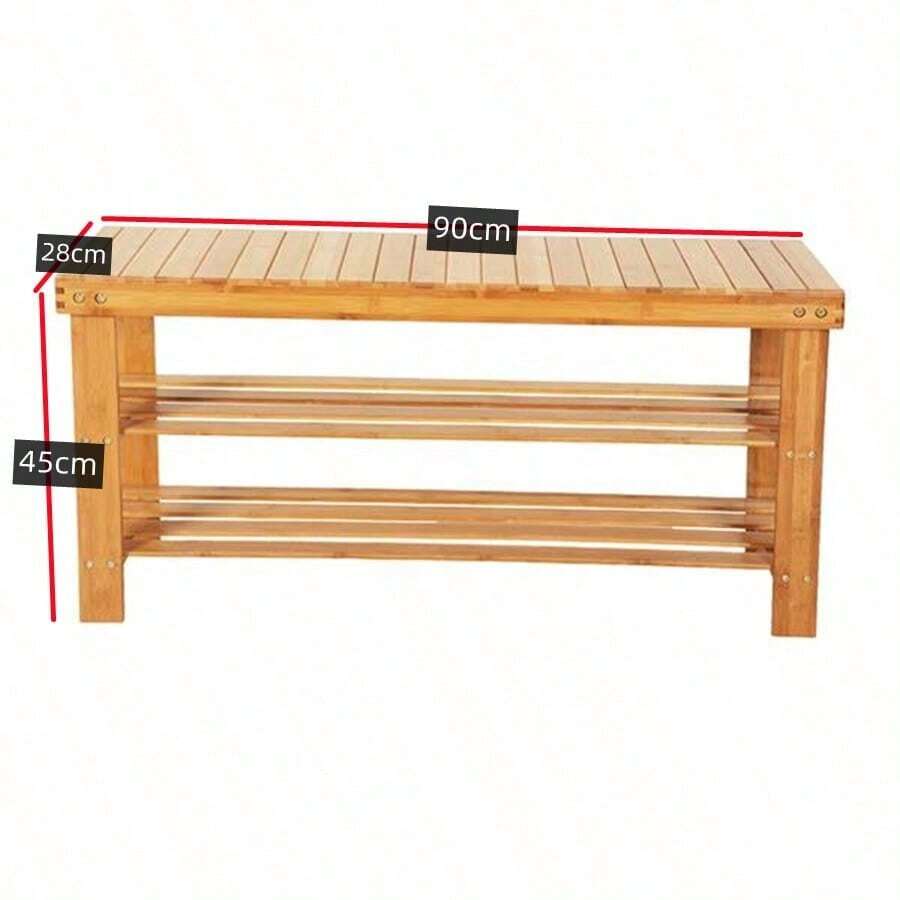 Wood Color 90cm Shoe Changing Stool And Shoe Rack Stool, Brown Entrance ...