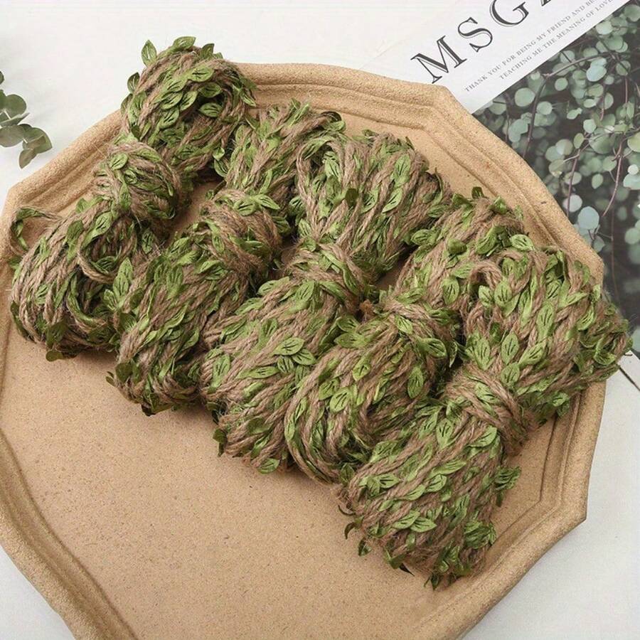 1pc 5m Linen Leaf Rope, Greenery Decorative Cord For DIY Crafts, Home ...