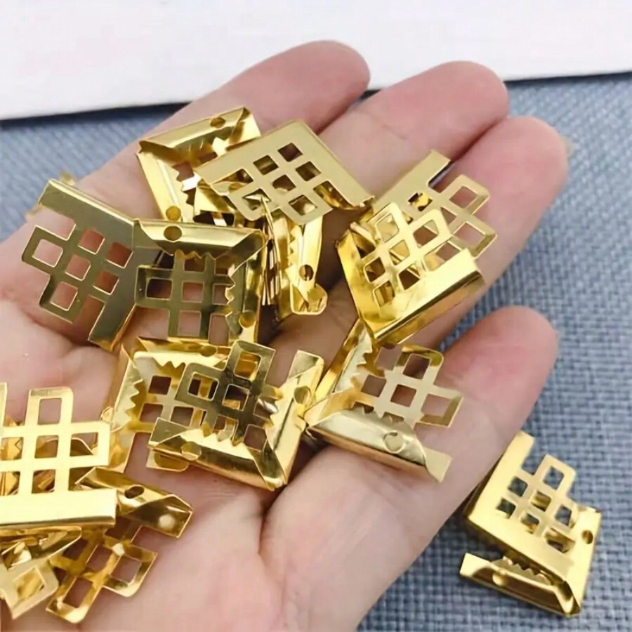 10pcs Gold Bronze Retro Grid Metal Book Corner Protector Book Cover ...
