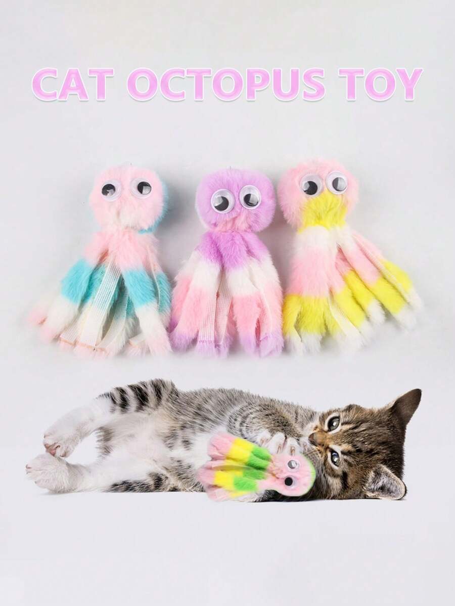 Plush Octopus Cat Doll, Cute Soft Stuffed Octopus Pet Doll, Interactive ...