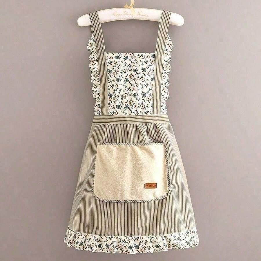Cute Style Lace Aprons Waterproof Cross Back Cooking Apron Flower ...