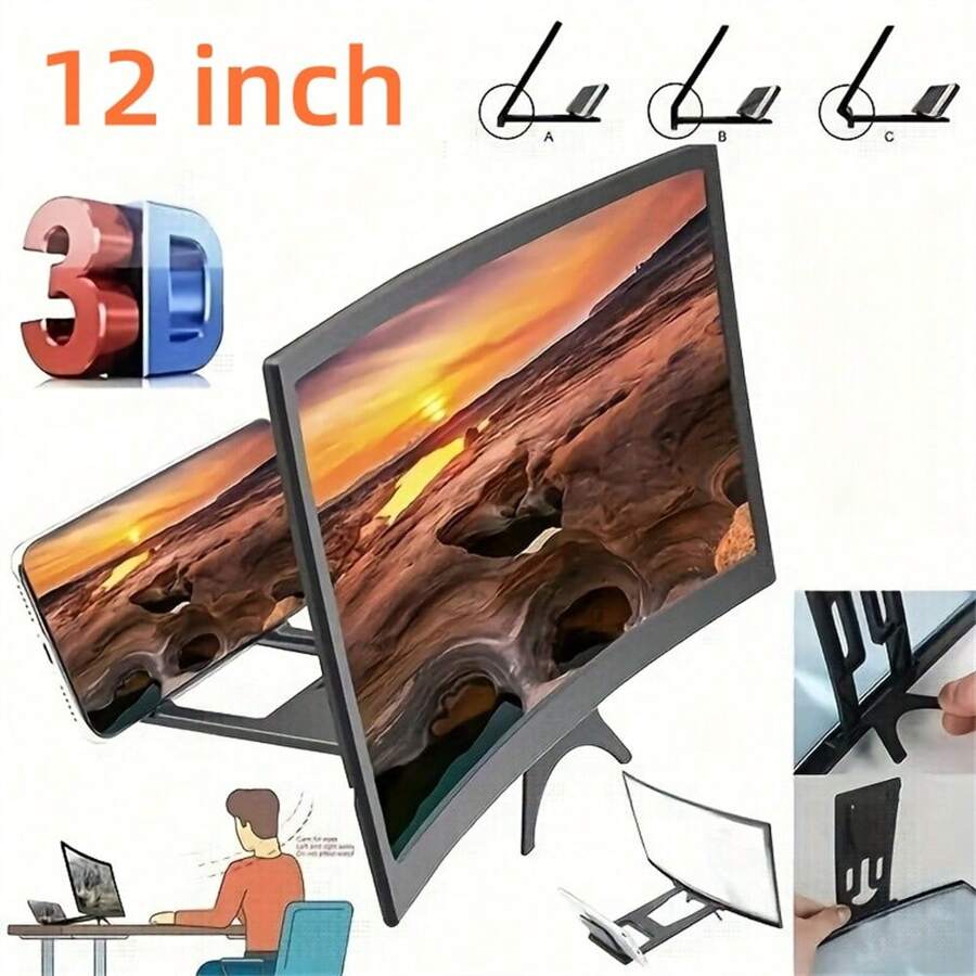 12 Polegadas 3D HD Celular Tela Lupa Curva Filme Vídeo Amplificador ...