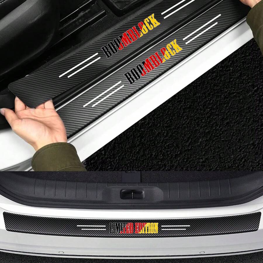 Carbon Fiber Color Car Door Threshold Protector Stickers Pedal Guards ...