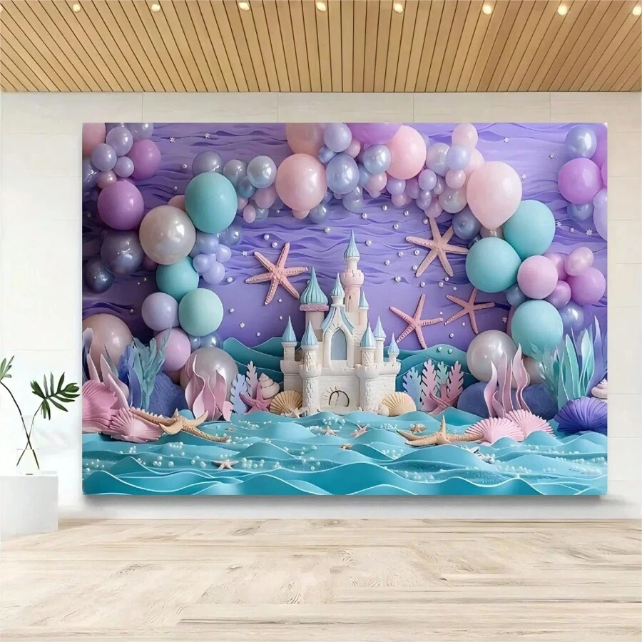 1 Underwater Seaworld Photography Background, Balloon Arch In Polyester ...